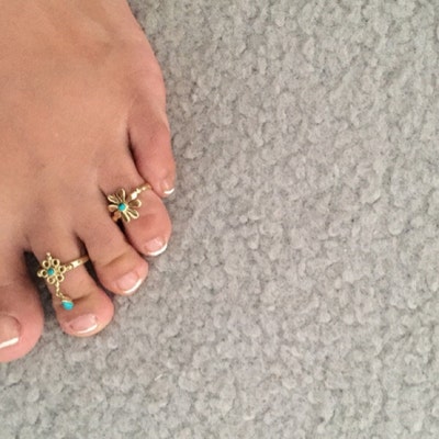 Brass Toe Ring Adjusable Toe Ring Gemstone Toe Ring Foot Accessories ...