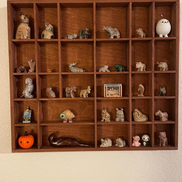 Dark Wooden Display 28 Compartments | Shadow Box | Brown Wall Hanging ...