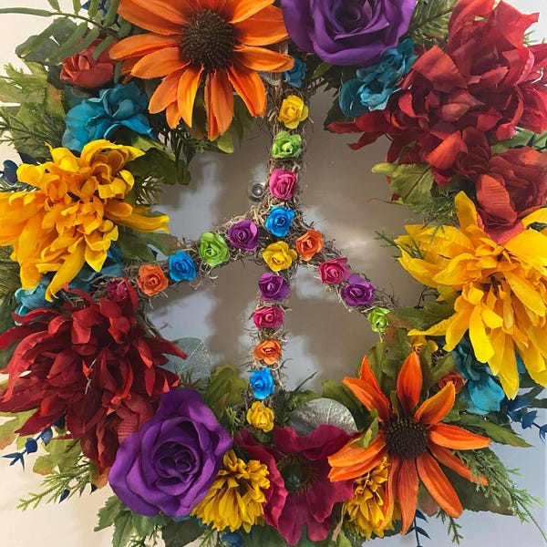 18" Wildflower and Greenery Peace Sign - Etsy