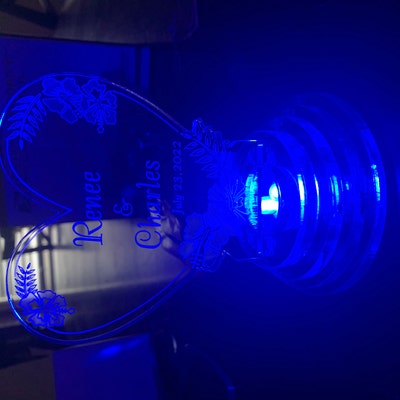 Personalized Lighted LED Double Heart Wedding Cake Topper - Etsy