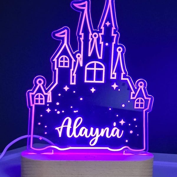 Personalized Princess Castle Night Light - Custom LED Lamp for Kids ...