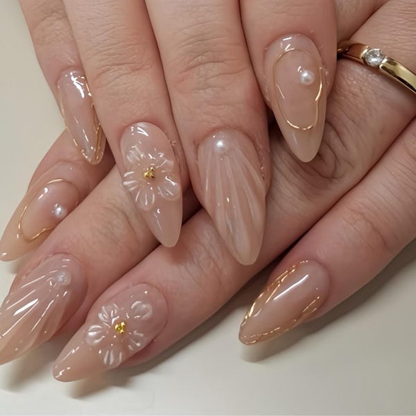 Daisy Edge - 3D Homemade Press-on Nails - Etsy