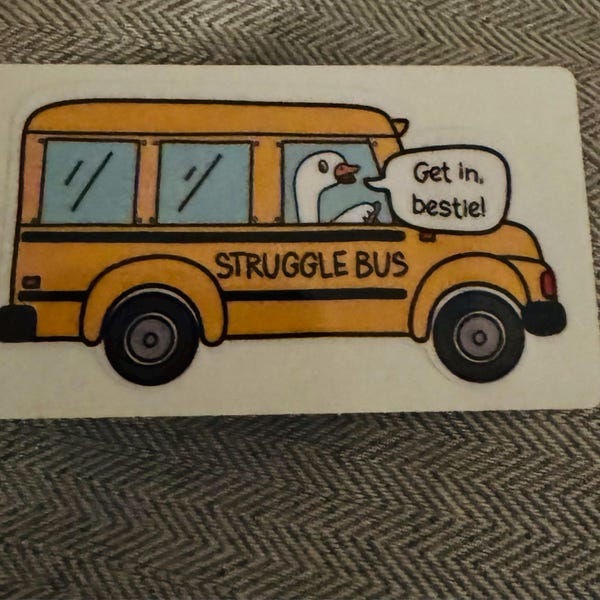 Struggle Bus Sticker, Funny Stickers, Anxiety Retro Therapy, Mental ...