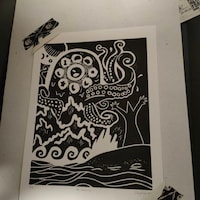 The Apothecary. Spooky Linocut Print. Drawlloween Halloween - Etsy UK