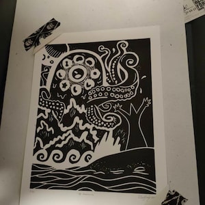 Vampire Bat Linocut Print From My 'horror High' - Etsy UK
