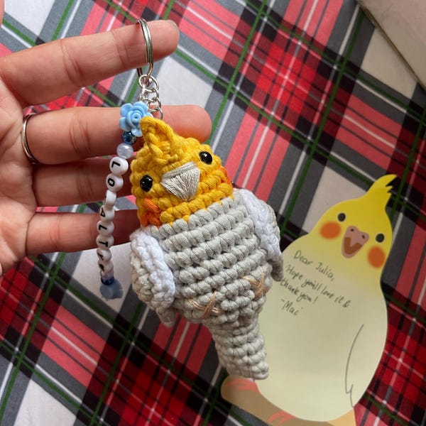 Custom White Faced Cockatiel Crochet Amigurumi, Crochet Bird, Gift for ...