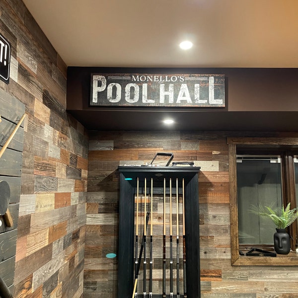 Pool Hall Sign Modern Farmhouse Wall Decor Last Name Established Large ...