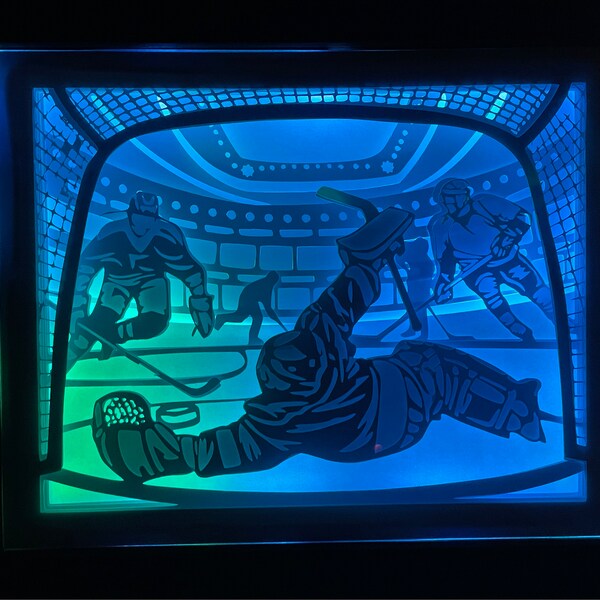 Hockey Paper Cut Light Box, Shadow Box,3d Layered, Svg, Silhouette ...