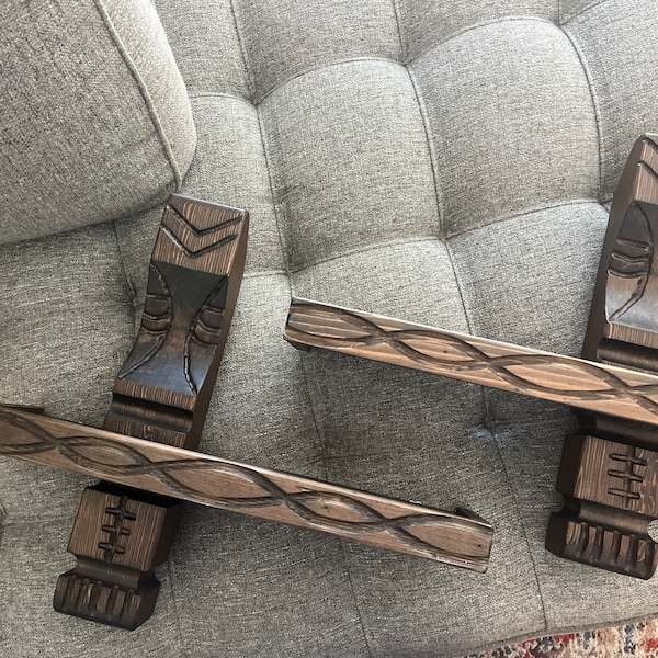 Pair of Witco Style Carved Wood Tiki Mug Shelves - Etsy