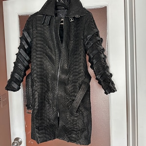 Custom King Python Leather Jacket, Womans Biker Snakeskin Jacket, Black ...