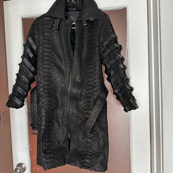 Python Leather Pants, Snakeskin Pants, Black Leather Pants, Lambskin ...