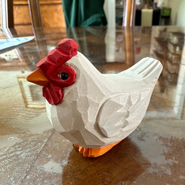 Handmade Chicken Hen Wood Figurine: Miniature Carved Farm Decor - Etsy