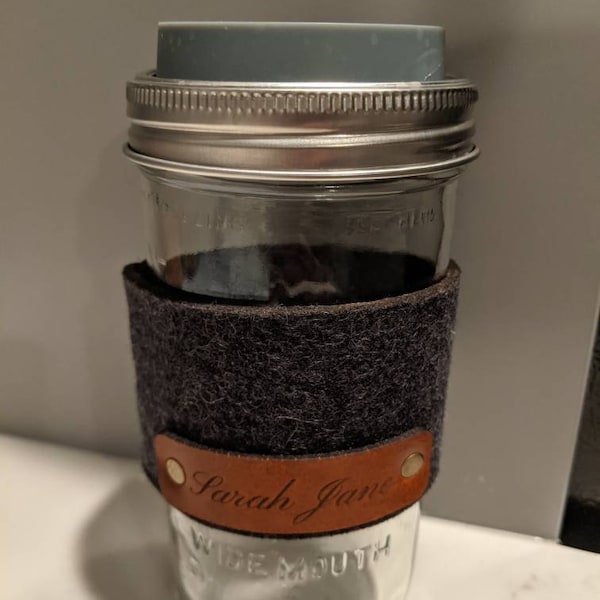 Felt Mason Jar Handle, Mason Jar Holder, Wide Mouth Pint Jar Sleeve ...