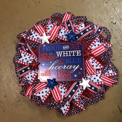 Patriotic Ribbon Red Natural and Blue Ric Rac Ribbon Wired - Etsy