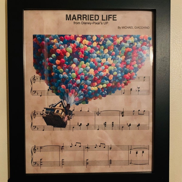 UP House and Balloons, Married Life Sheet Music Art Print, Disney ...