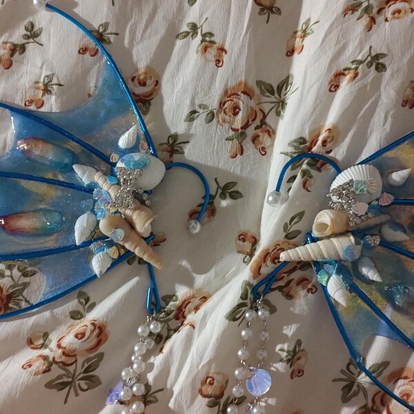 Mermaid Ears, Cerulean Blue, Resin, Fish Fin Ears, Siren Ears, Merfolk ...
