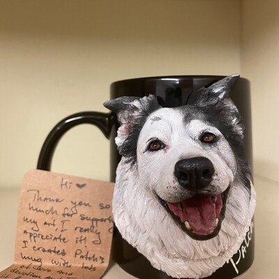 Custom Cat Mug Handmade 3d Polymer Clay Cat Mug 3d Cat Portrait Cat Mom ...