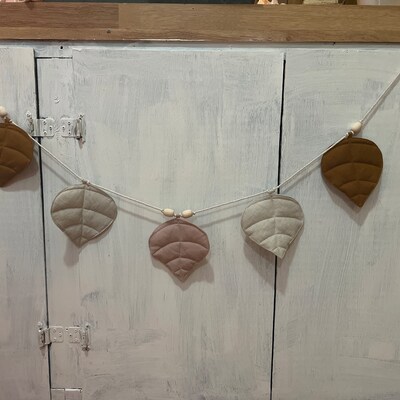 Linen Garland With Leaves eye of the Sea Nursery - Etsy