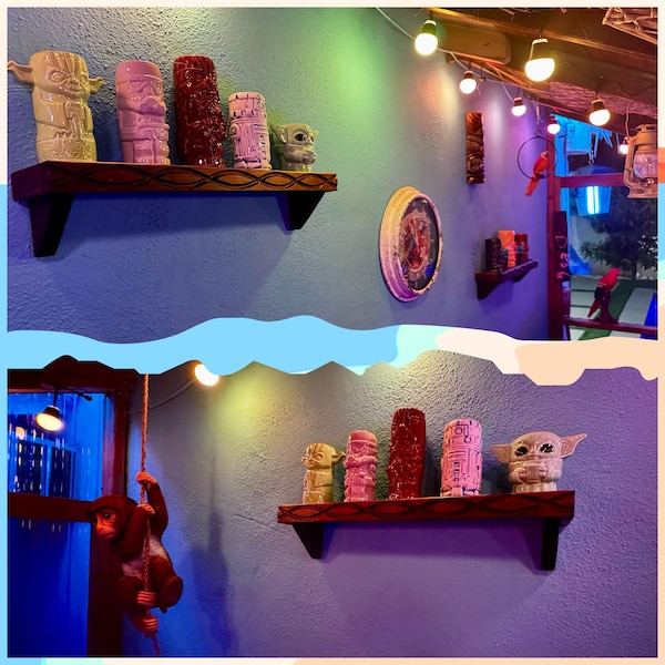 Pair of Witco Style Carved Wood Tiki Mug Shelves - Etsy