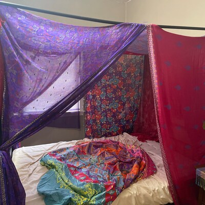 Sari Bed Canopy Bohemian Bed Canopy Boho Decor Matching Colours Bed ...