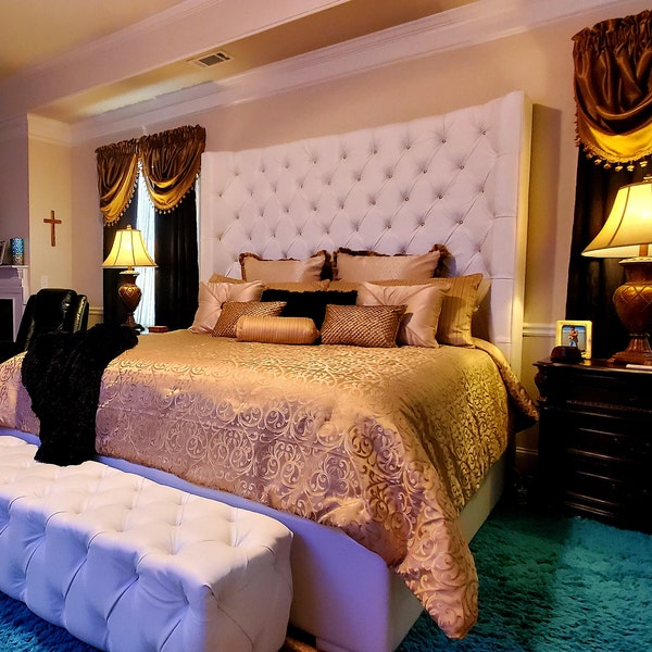 Purple Velvet King Size Tufted Bed Royal Velvet Bed Tufted Upholstered ...