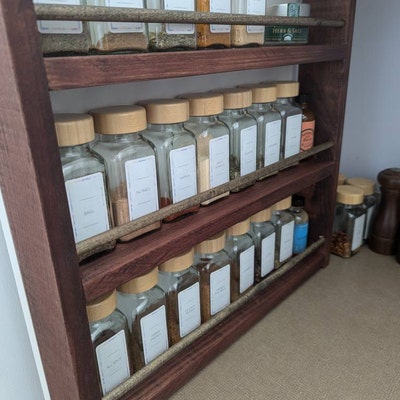 18 Wide Elegant 6-shelf Brass Rod Spice Rack Wall Mounted or Countertop ...