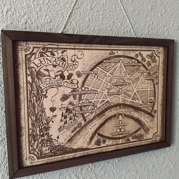 Crescent City Map, Wood Engraved Map of Lunathion, Updated for Book 3 ...