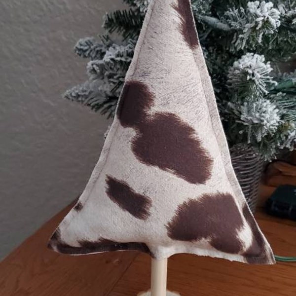 Cow Print Fabric Tree, Rustic Christmas Decor, Farmhouse Christmas ...
