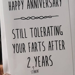 Funny 2nd Anniversary Card for Husband or Boyfriend, Cotton Anniversary ...