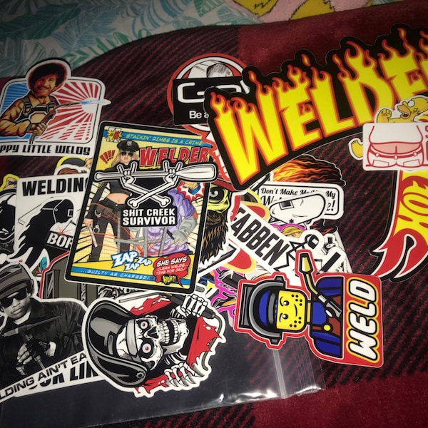 WELDER SKELTER (40+) Hard Hat Stickers Toolbox Decals, Welding Helmet ...