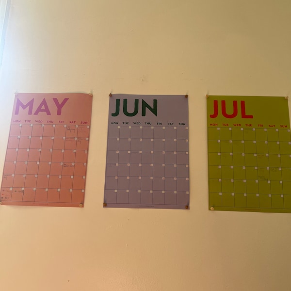 Large Monthly Wall Planner A3 Colourful | XL Wall Planner | Individual ...