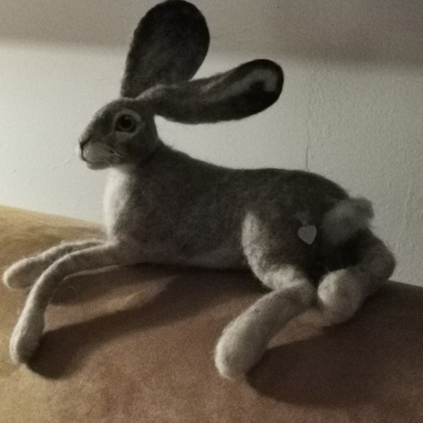 Reclining Hare With Ruffle /rabbit Lover Gift/hare Sculpture/felted ...