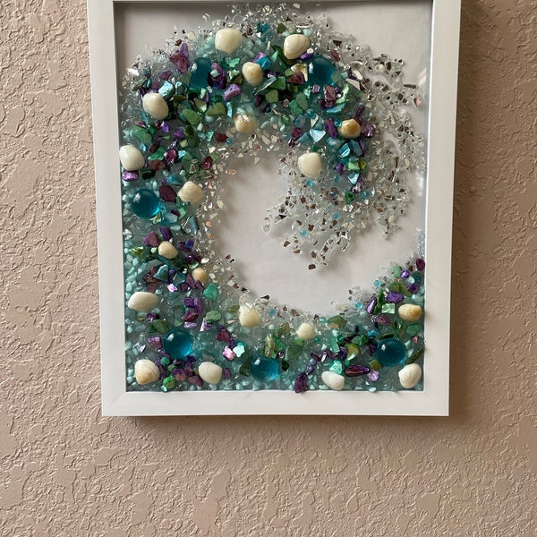 Teal Ocean Wave Window/beach Wall Hanging/resin Wave Window/wave Art ...