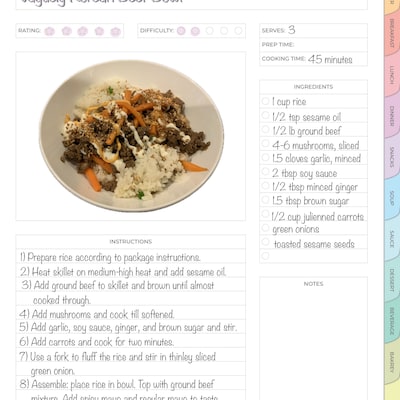Digital Recipe Book for Goodnotes, Notability, Digital Recipe Journal ...