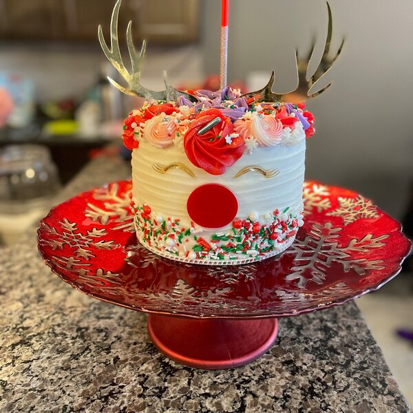 Modern Rudolf Antler Set Christmas Cake Topper - Antler, Eyes and Nose ...
