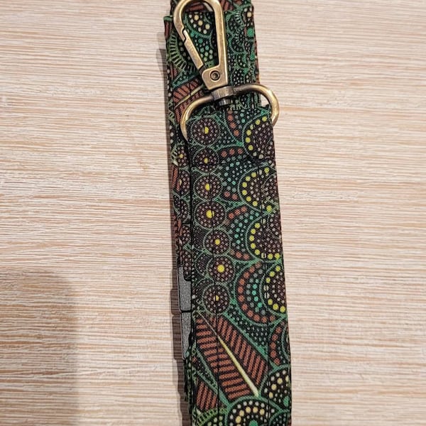 Dog Pattern Key Fobs With Antique Brass Hardware. Sold Individually ...