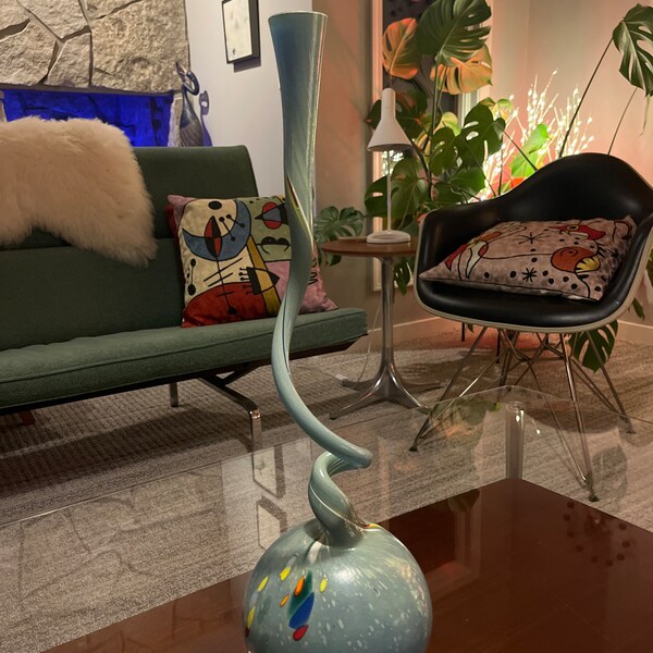 Vintage IKEA Swedish Modernist White Salong Vase Hand Blown Glass ...