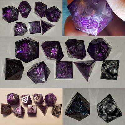 Sossal Frostbite Dice Set for Dnd 7 Piece Sharp Edge Resin Dice Set, Handmade, Custom RPG Dice ...