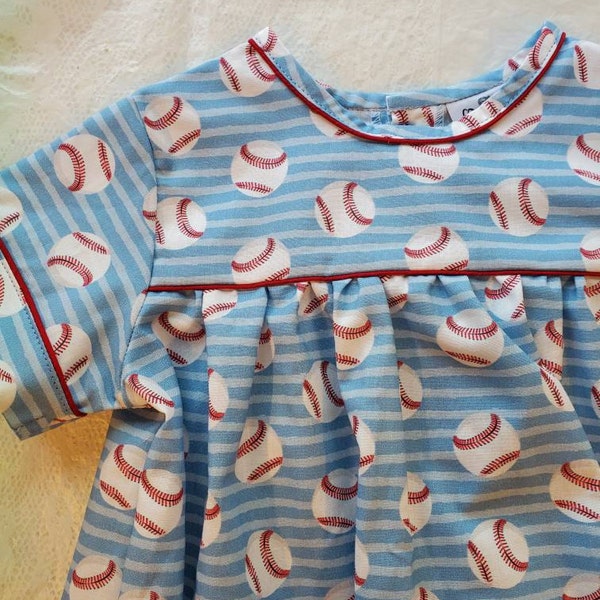 Baseball Fabric - Baseballs - Light Blue Stripes by Littlearrowdesign ...