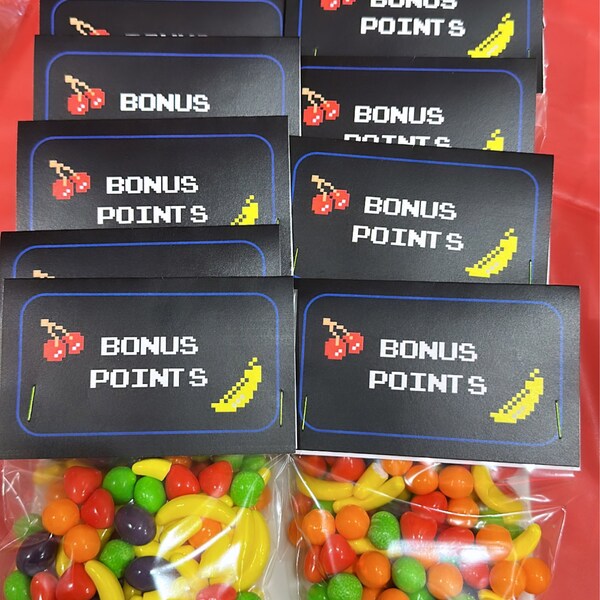 Gaming Party Favors, DIY Bonus Points Party Favor, TREAT TOPPERS Only ...