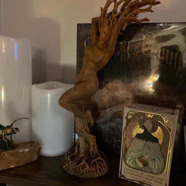 Dryad Statue, Hand Painted Resin Sculpture | Mythical Forest Creature ...