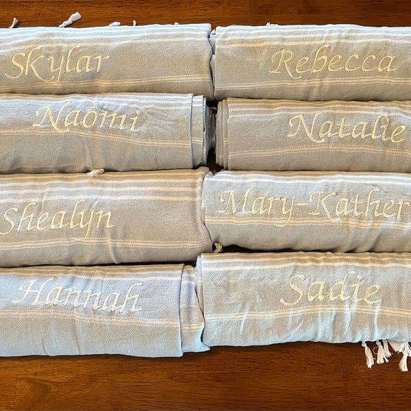 Personalized BEACH Towel, 70x40 MONOGRAMMED Turkish Towel Personalized Gifts, Beach Bridal Party ...