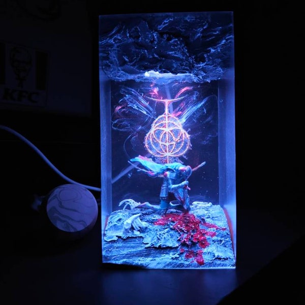 Silver Wolf Resin Lamp, Handmade Decor Epoxy Lamp, Unique Handmade Gift ...