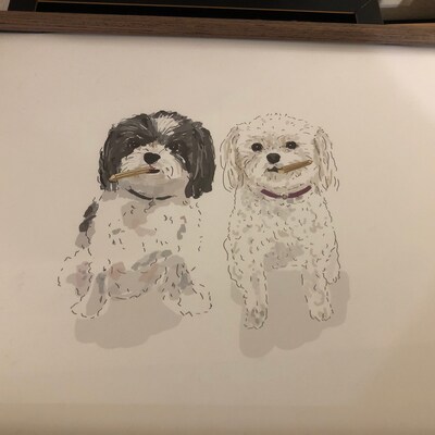 Sheepadoodle Illustration / Doodle Dog Drawing / Pet Lovers Gift / Life ...