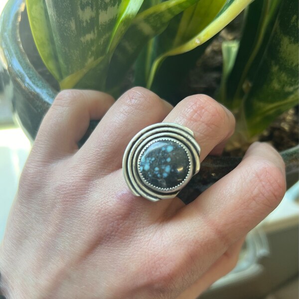 Morenci Turquoise Flower Statement Ring, Handmade Sterling Silver Bohemian Jewelry, Unique Gifts ...