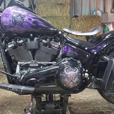 Harley Davidson Custom Derby Cover Dragon Cross purple - Etsy