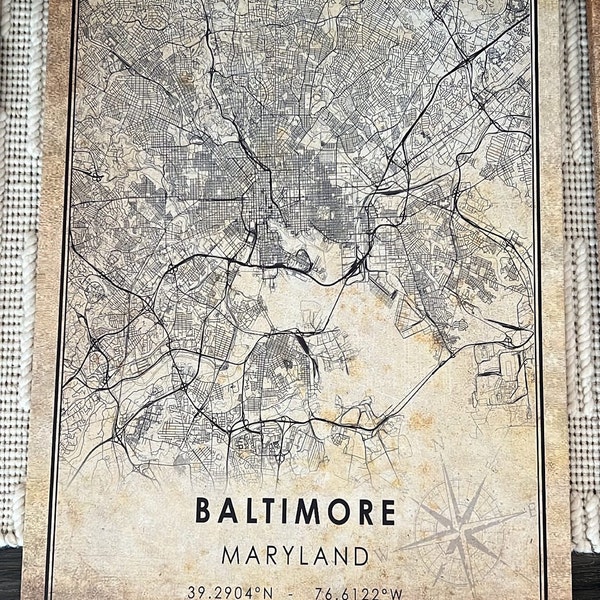 Baltimore Vintage Map Print | Baltimore Map | Maryland Map Art ...