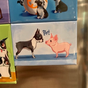 Boston Terrier Gift, Boston Terrier Art, Magnet, Boston Terrier and Pig ...