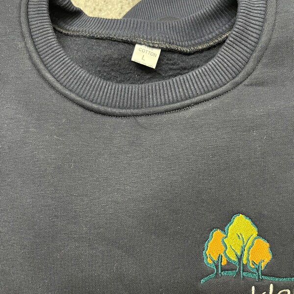Custom Embroidered Logo Text Sweatshirt, Embroidered Business Logo ...