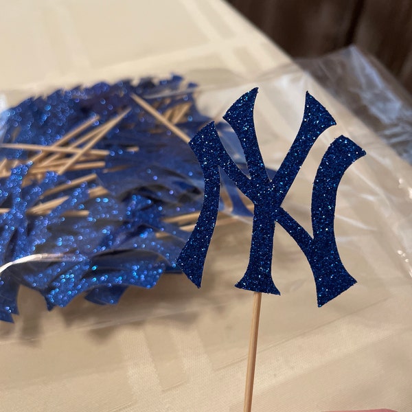 Glitter New York Yankees Cupcake Toppers: Baseball Party Decor (12 ...
